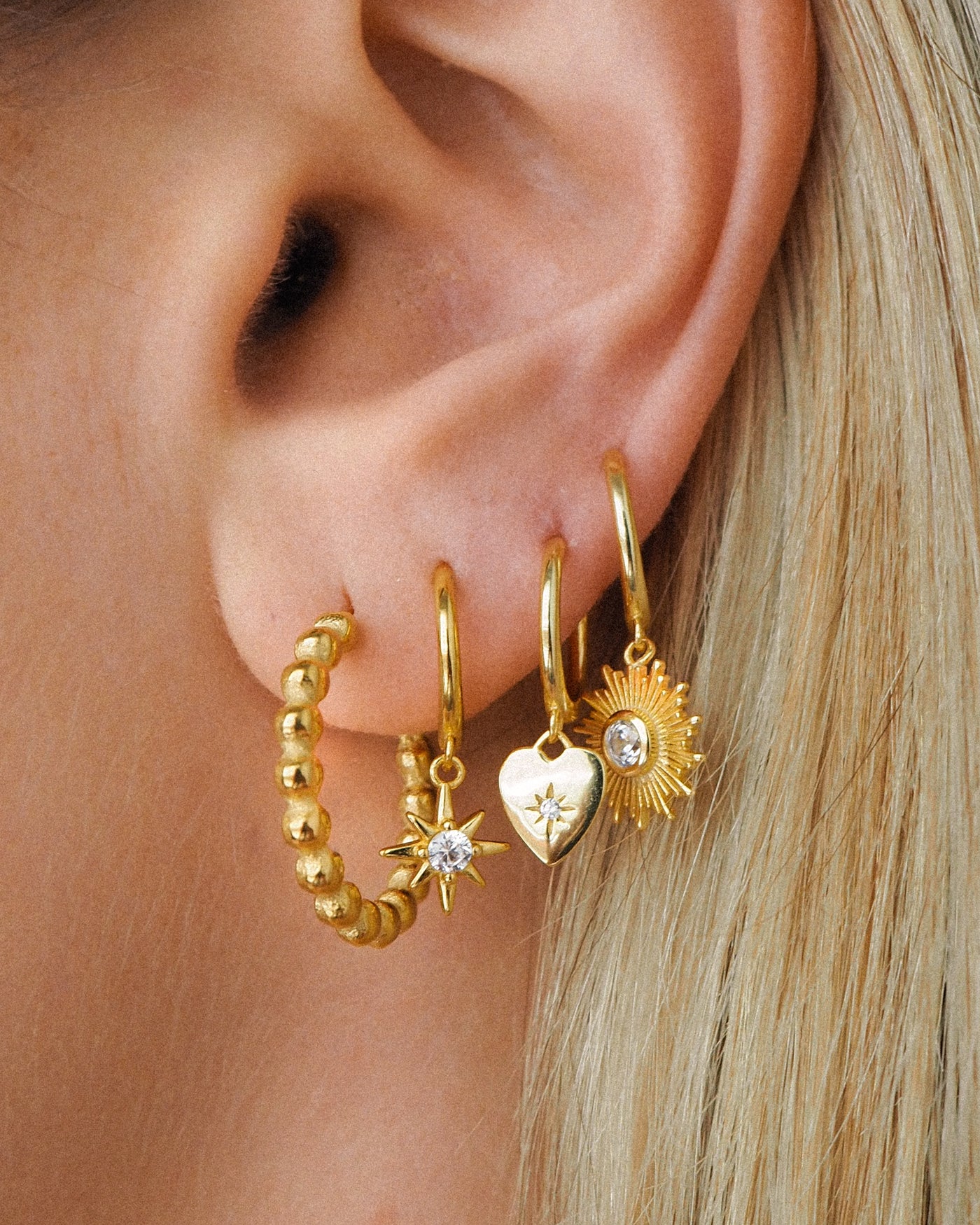 Ravi Huggies | Gold – JacqMaria Jewelry