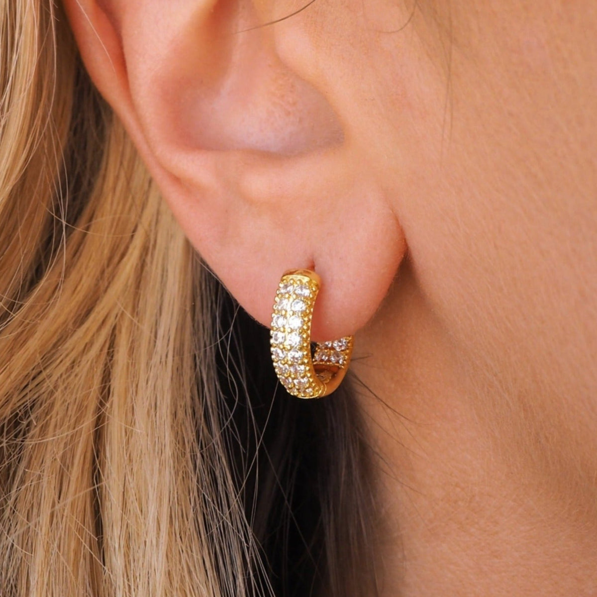 Pave Baby Hoops | Gold – JacqMaria Jewelry